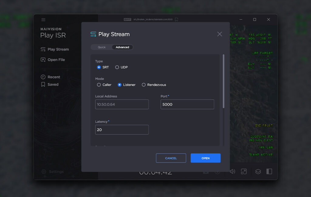 Haivision Play ISR Software-Based Low Latency Video Player