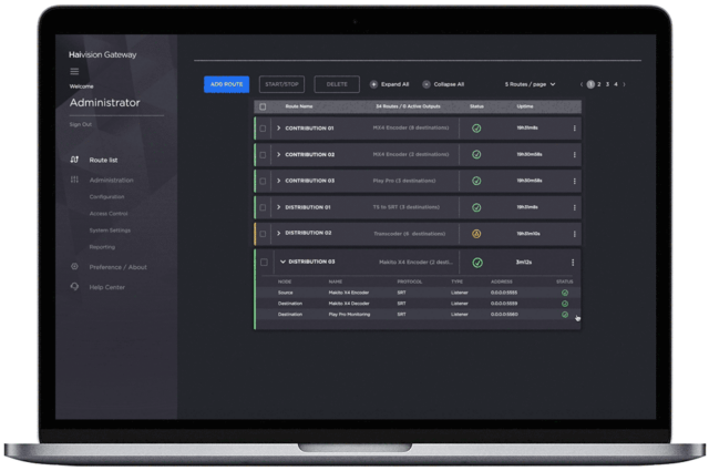Haivision SRT Gateway Live Video Routing Solution